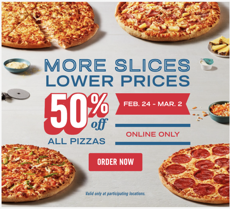 Domino’s Pizza Canada Online Offer: Save 50% Off All Pizzas - Canadian ...