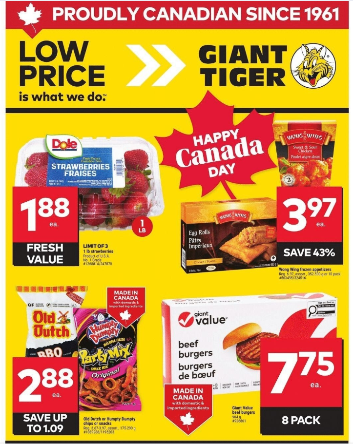 Giant Tiger Canada Flyer Deals June 25th - July 1st: 1lb Strawberries ...
