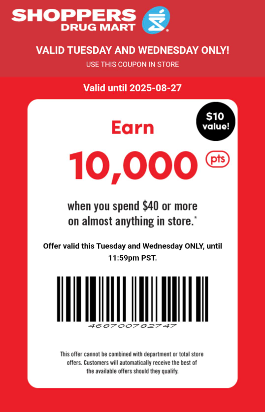 Shoppers Drug Mart Canada Text Offer: Get 10,000 PC Optimum Points When ...