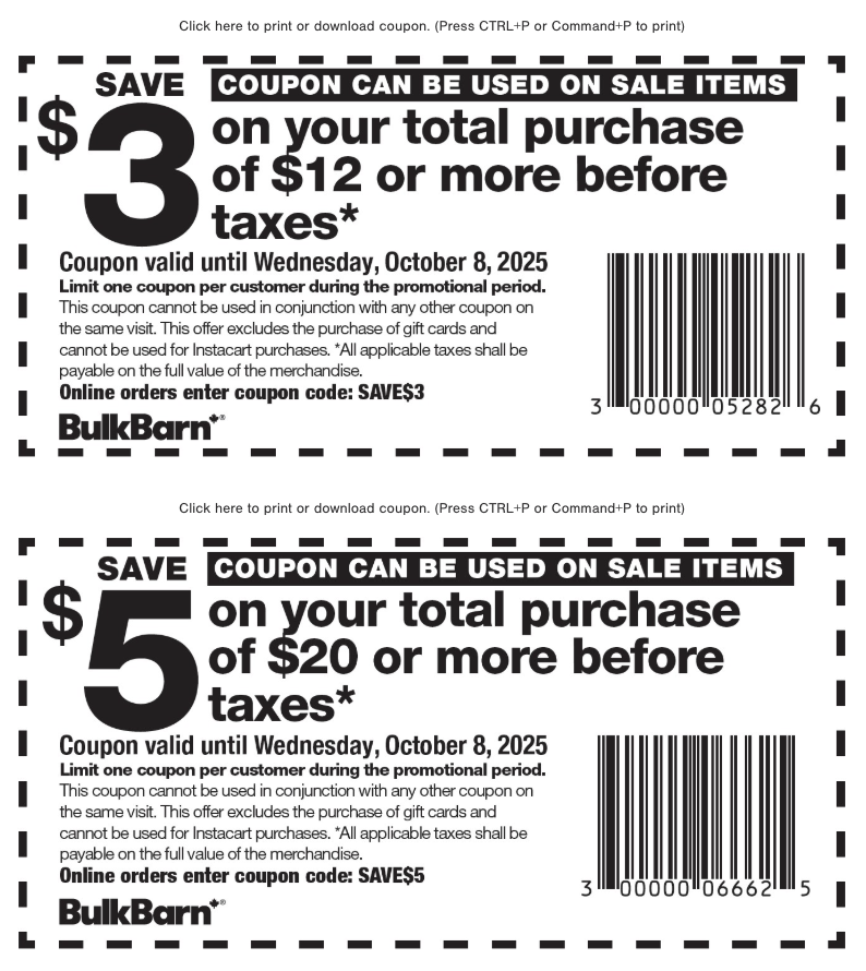 Bulk Barn Canada Coupons and Flyer Deals: Save $3 to $5 Off Your ...