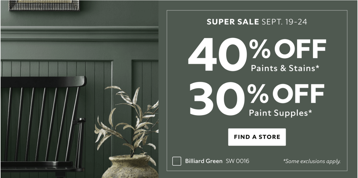 Sherwin Williams Canada Offers: Save 40% Off Paint & Stains + 30% off ...