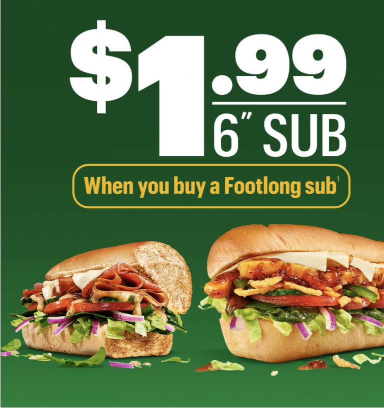 SUBWAY Restaurants Canada Offers: Buy Any Footlong Sub and Get an Extra ...