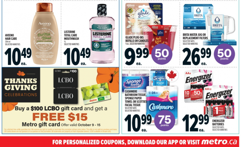 Metro & Food Basics Ontario: Get a $15 Gift Card When You Purchase a ...