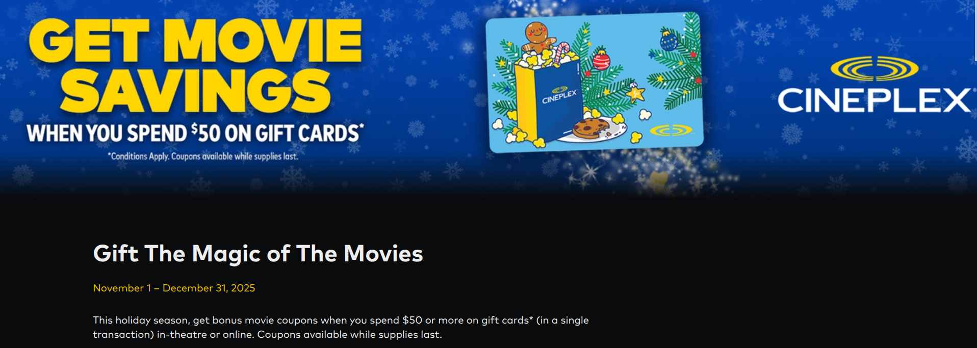 Cineplex Canada: Get A Holiday Gift Bundle When You Spend $50 On Gift ...