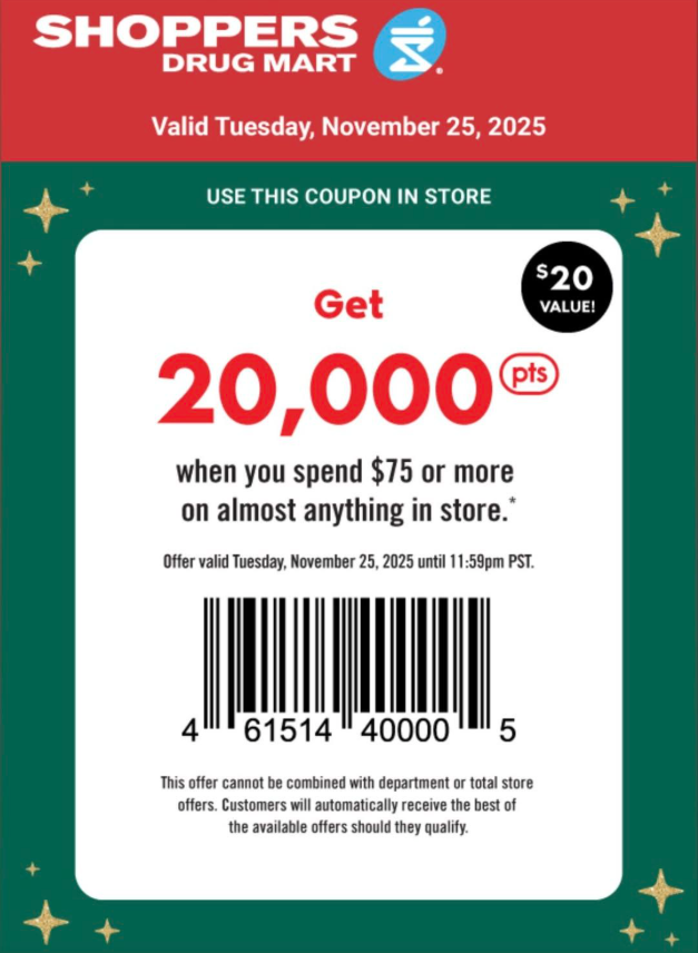 Shoppers Drug Mart Canada Text Offer: Get 20,000 PC Optimum Points When ...