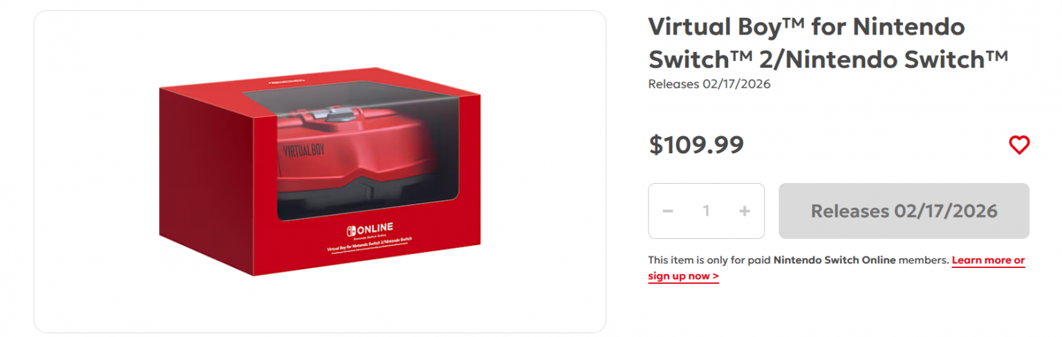 Nintendo Canada: Pre-Order Virtual Boy For Nintendo Switch 2 $109.99 ...