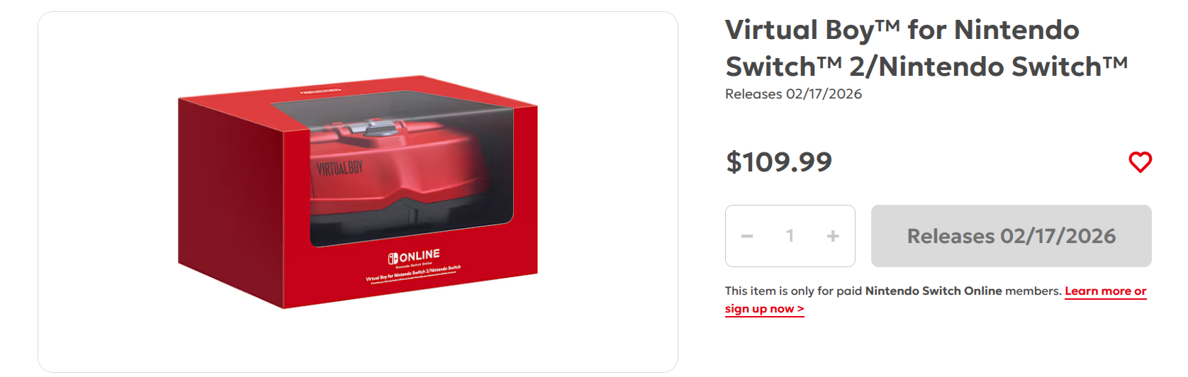 Nintendo Canada: Pre-Order Virtual Boy For Nintendo Switch 2 $109.99 ...