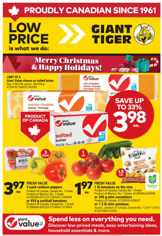 Giant Tiger Canada Boxing Day Deals: Giant Value Butter or Cheese $3.98 ...