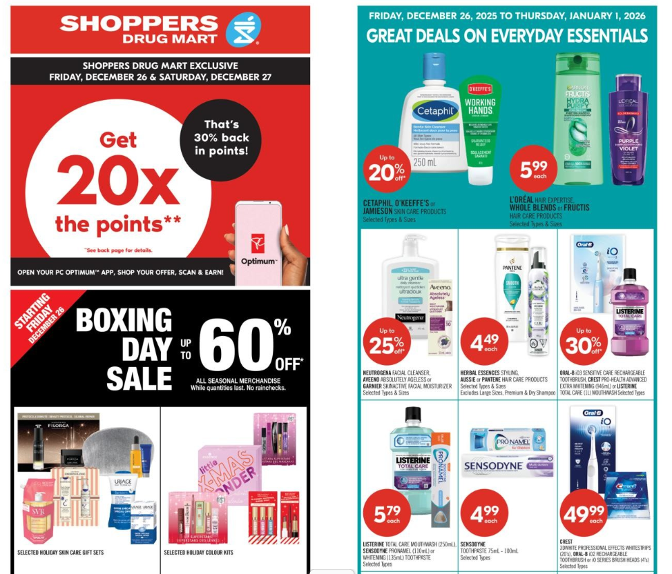 Shoppers Drug Mart Canada Boxing Day Sale: Save Up To 60% + Get 20x The ...