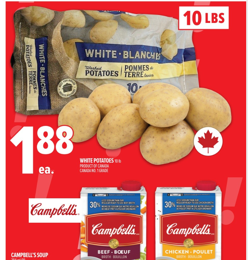 Metro Ontario: 10lbs White Potatoes $1.88 + Flyer Deals January 15th ...
