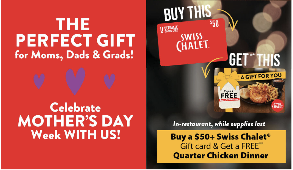 Swiss Chalet Canada Promotions: FREE Quarter Chicken Dinner Coupon ...